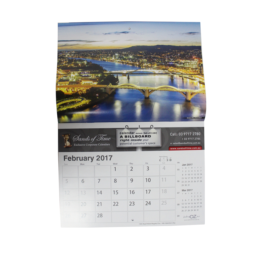 Custom design printing wall hanging calendar