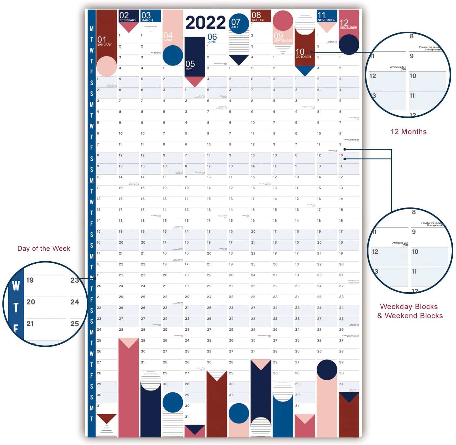 Custom printing large wall planner calendar