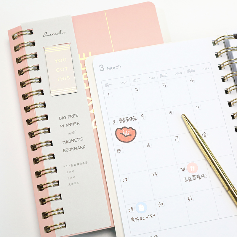 Undated calendar for business daily monthly diary